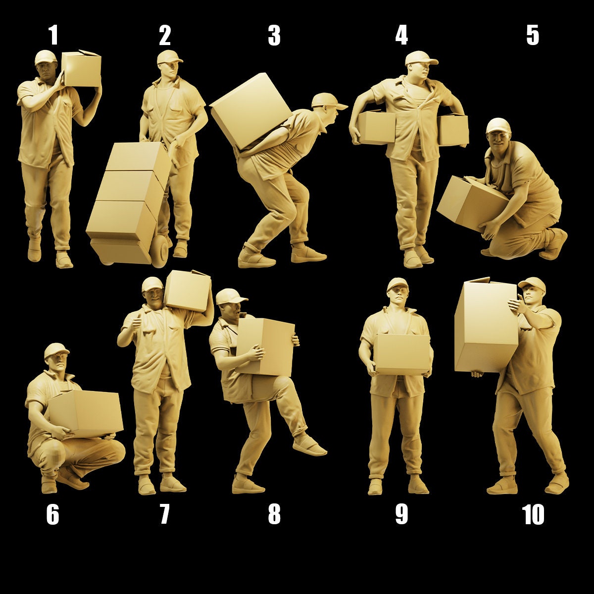 Unpainted Scale Figure 1/35 1/43 1/64 Moving Worker Resin Ideal for ...