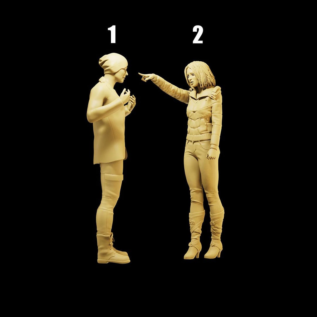 Unpainted Scale Figure 1/35 1/43 1/64 Arguing Couple B - 3D Printer ...