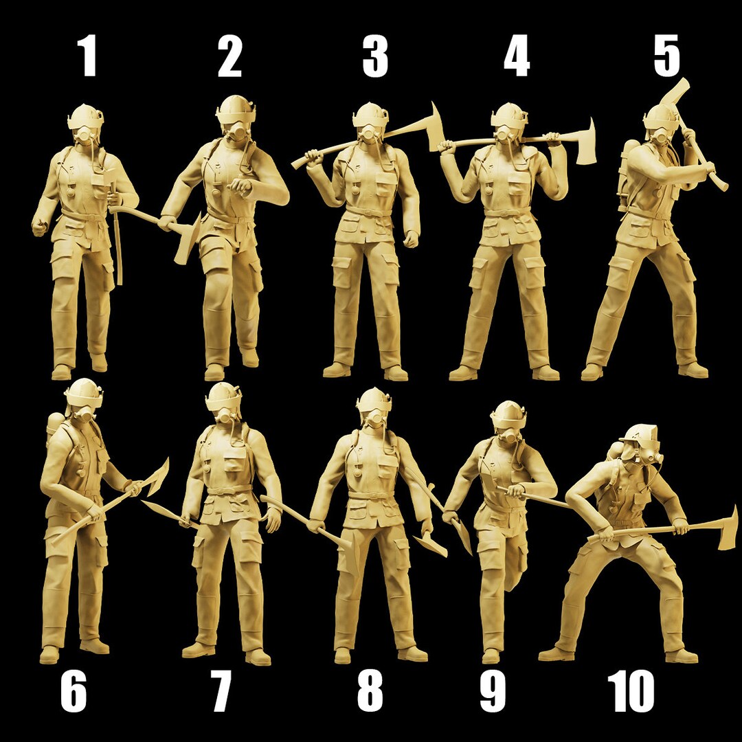 Unpainted Scale Figure 1/35 1/43 1/64 Firefighter With Axe Resin ...