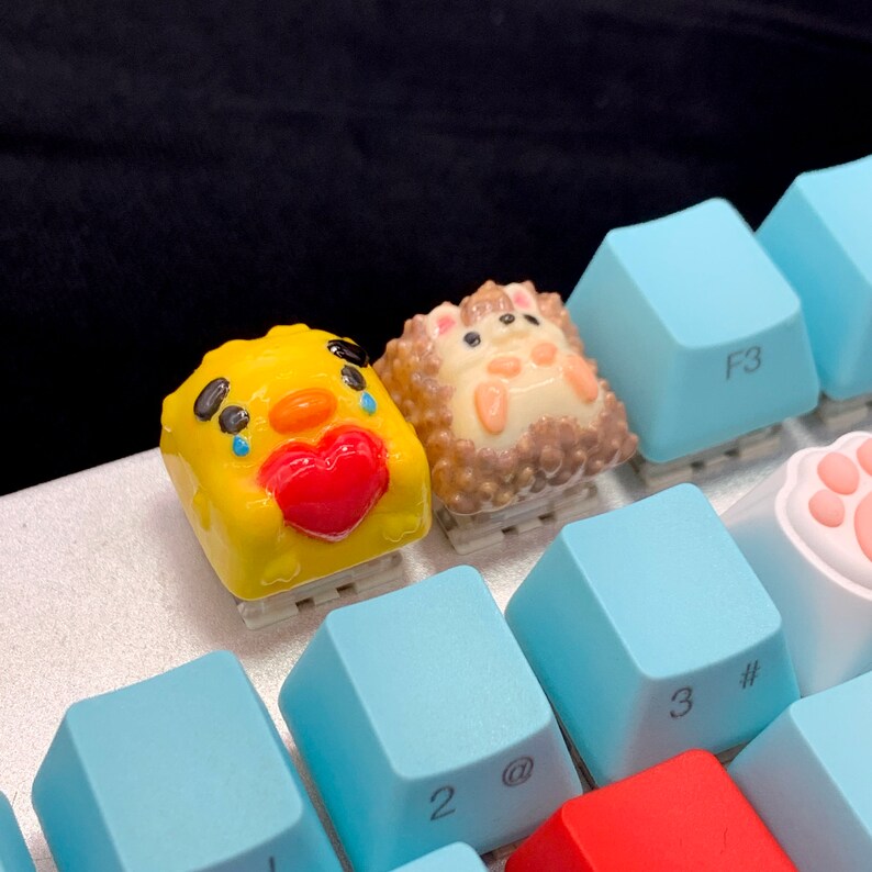Hand-painted Chick and Hedgehog Artisan Keycaps | Resin Print Gaming ...
