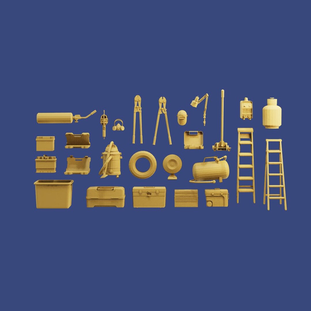 1/64 Scale Garage Tool Box & Ladder Set - 3D Printer Resin Scene ...