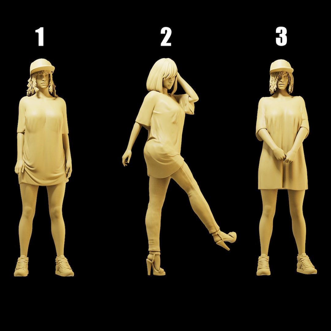 Unpainted Scale Figure 1/35 1/43 1/64 Loose Fit T-shirt Street Beauty ...
