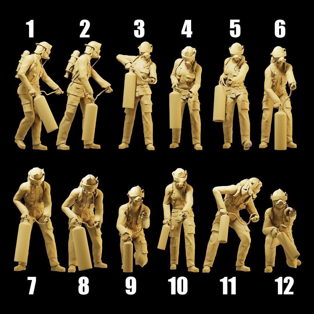 Unpainted Scale Figure 1/35 1/43 1/64 Firefighter With Fire ...