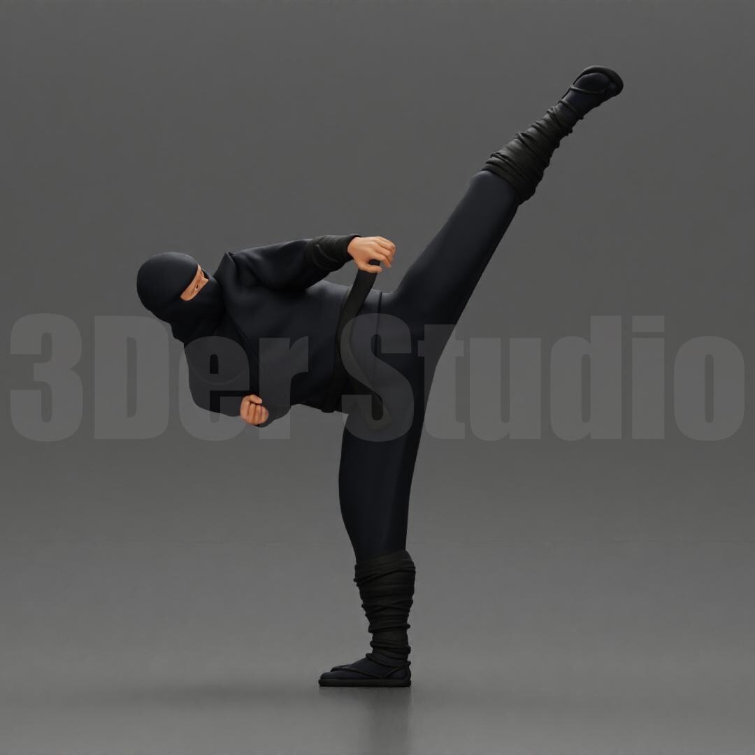 Scale Figure 1/35 1/43 1/64 Ninja in Black Uniform Performs High Side ...