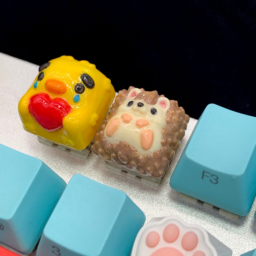 Hand-painted Chick and Hedgehog Artisan Keycaps | Resin Print Gaming ...