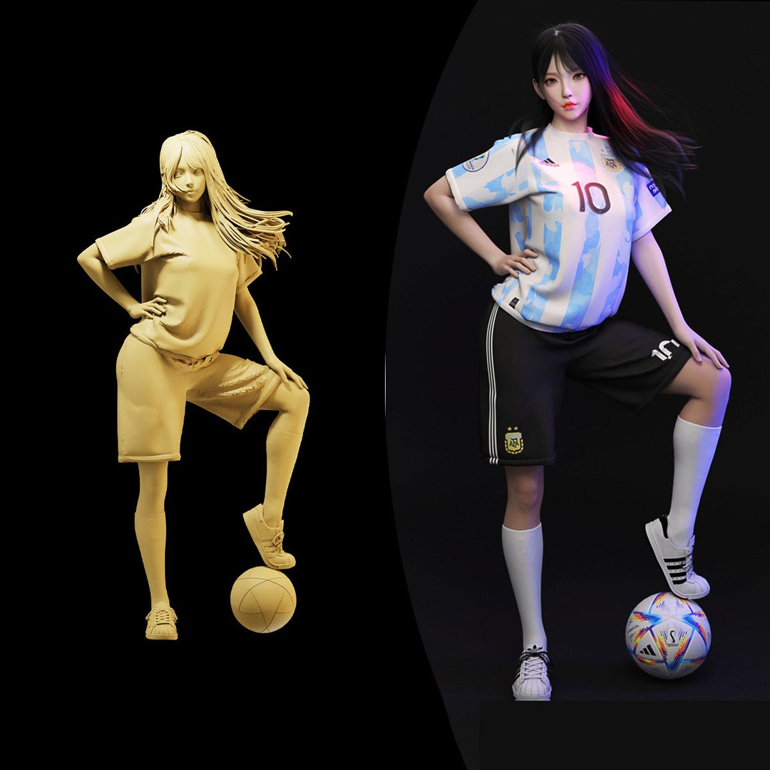 Unpainted Scale Figure 1/43 1/64 Soccer Babe, Football Girl Resin ...
