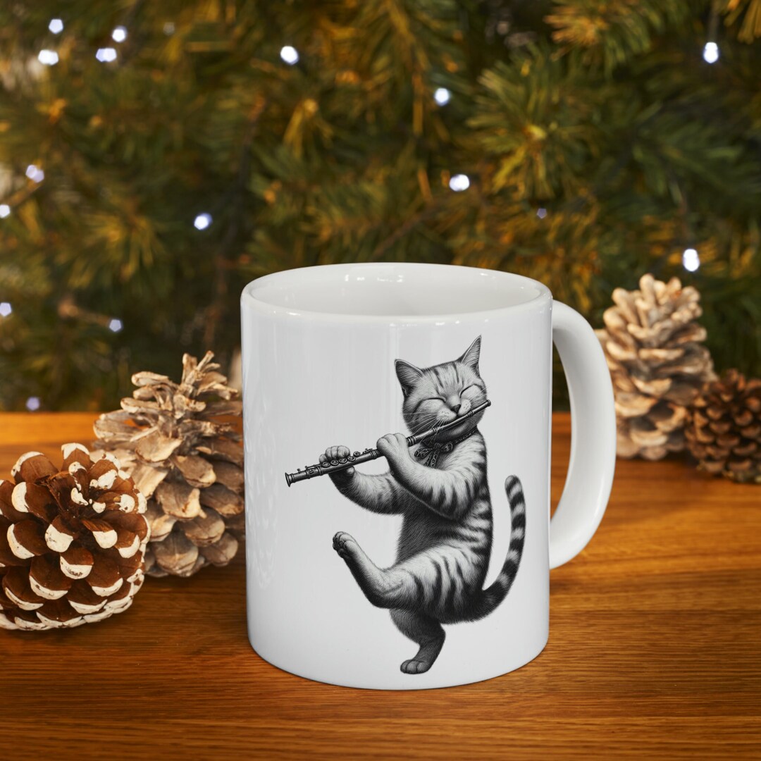 Cat Playing Flute Cup,funny Cat,cat Parent Cup,cat Dad Gift,cat Lady ...
