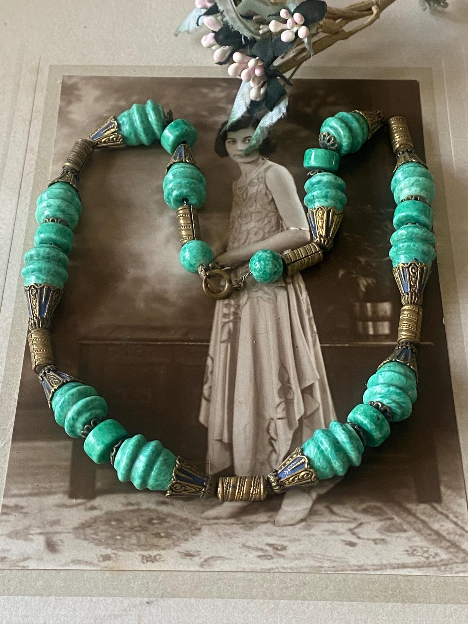 Vintage Art Deco Designer Neiger Peking Glass Bead Filigree Enamel ...