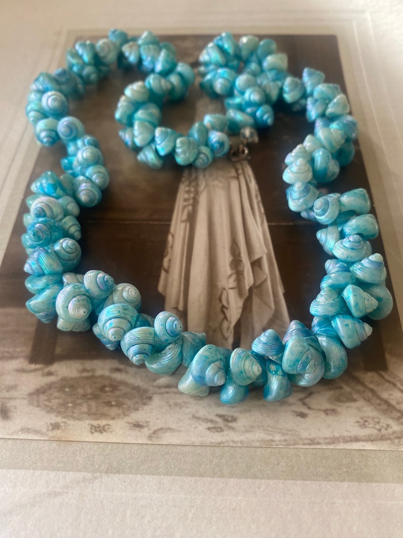Art Deco Vintage Tasmanian Aqua Blue Trochus Shell Necklace - Etsy