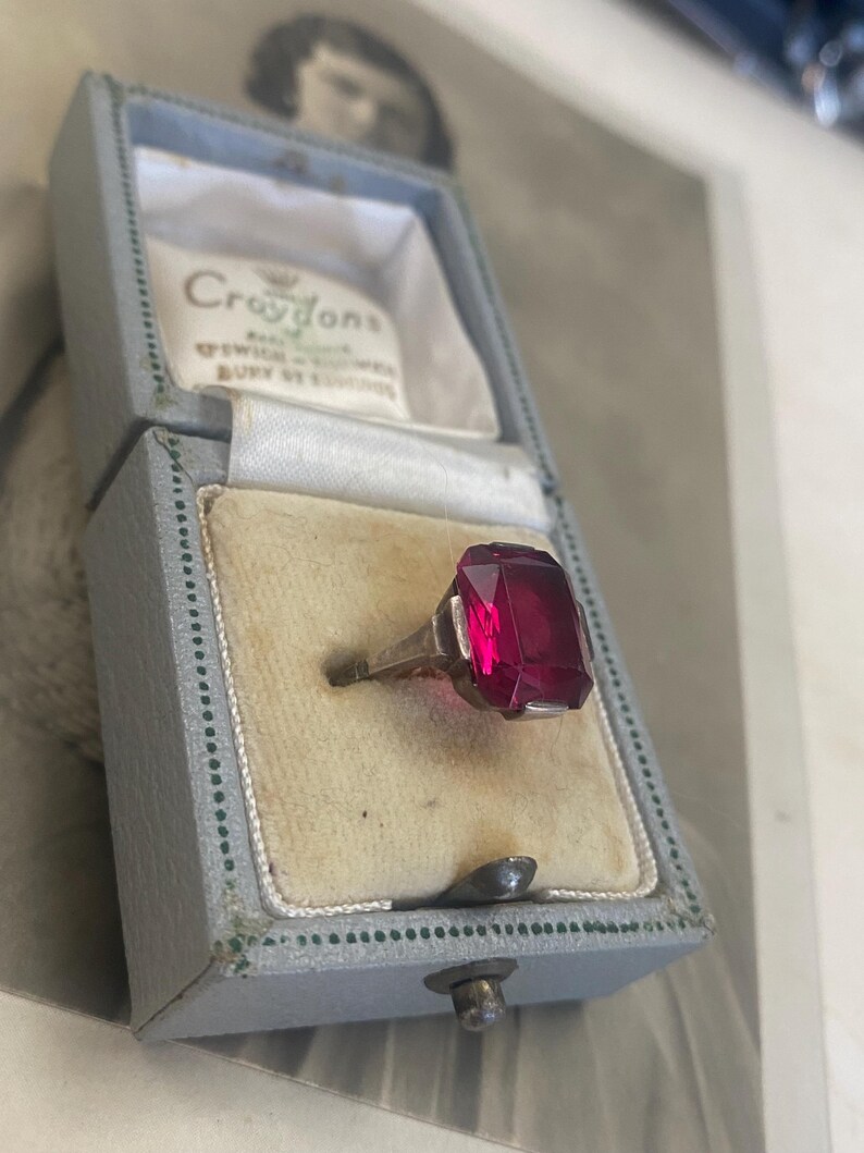 Vintage Art Deco Ring – Ruby Pink Crystal Rhinestone, 1920s–1930s ...