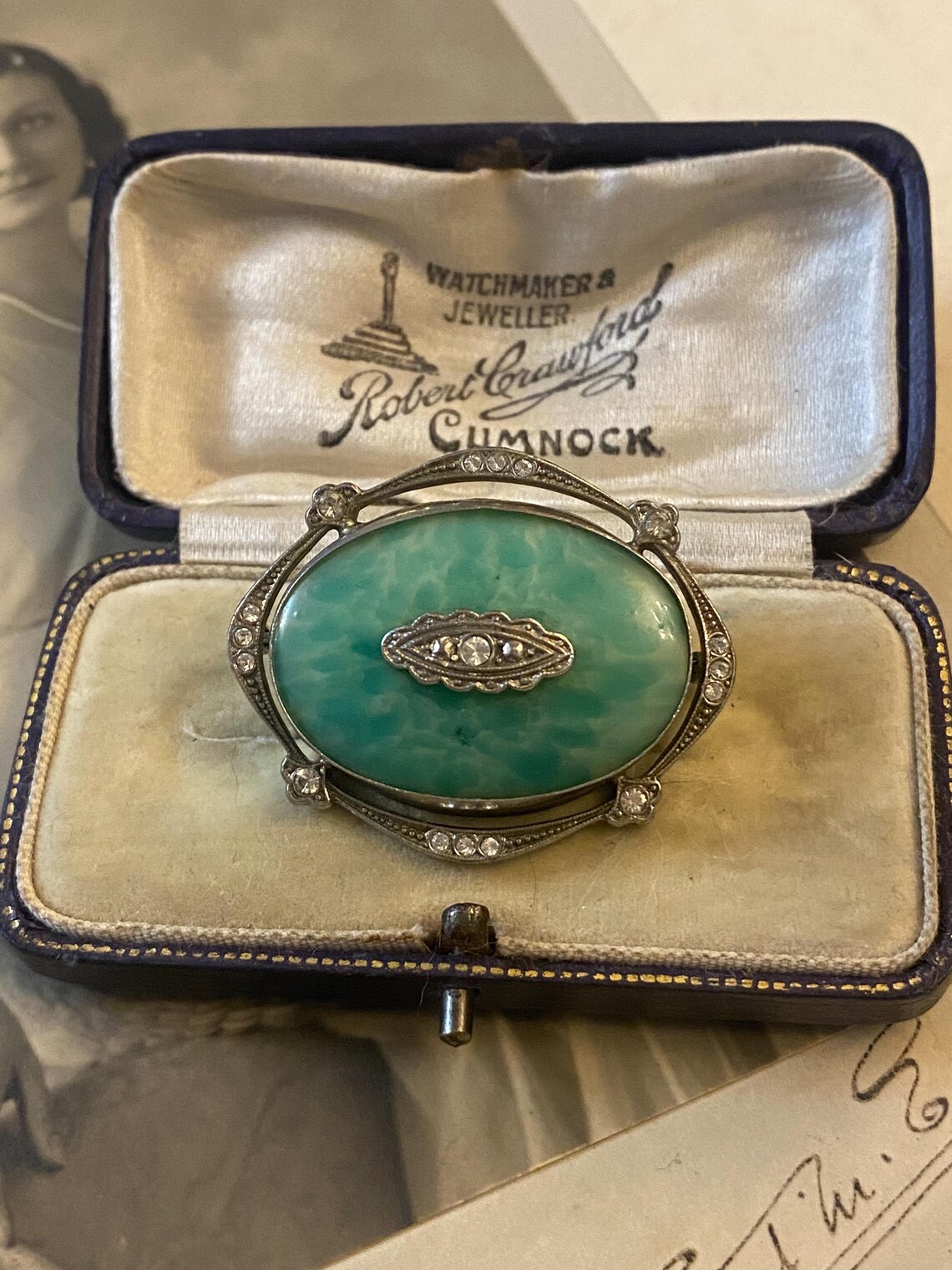 Art Deco Designer Neiger Bros Peking Glass & Swarovski Rhinestone ...