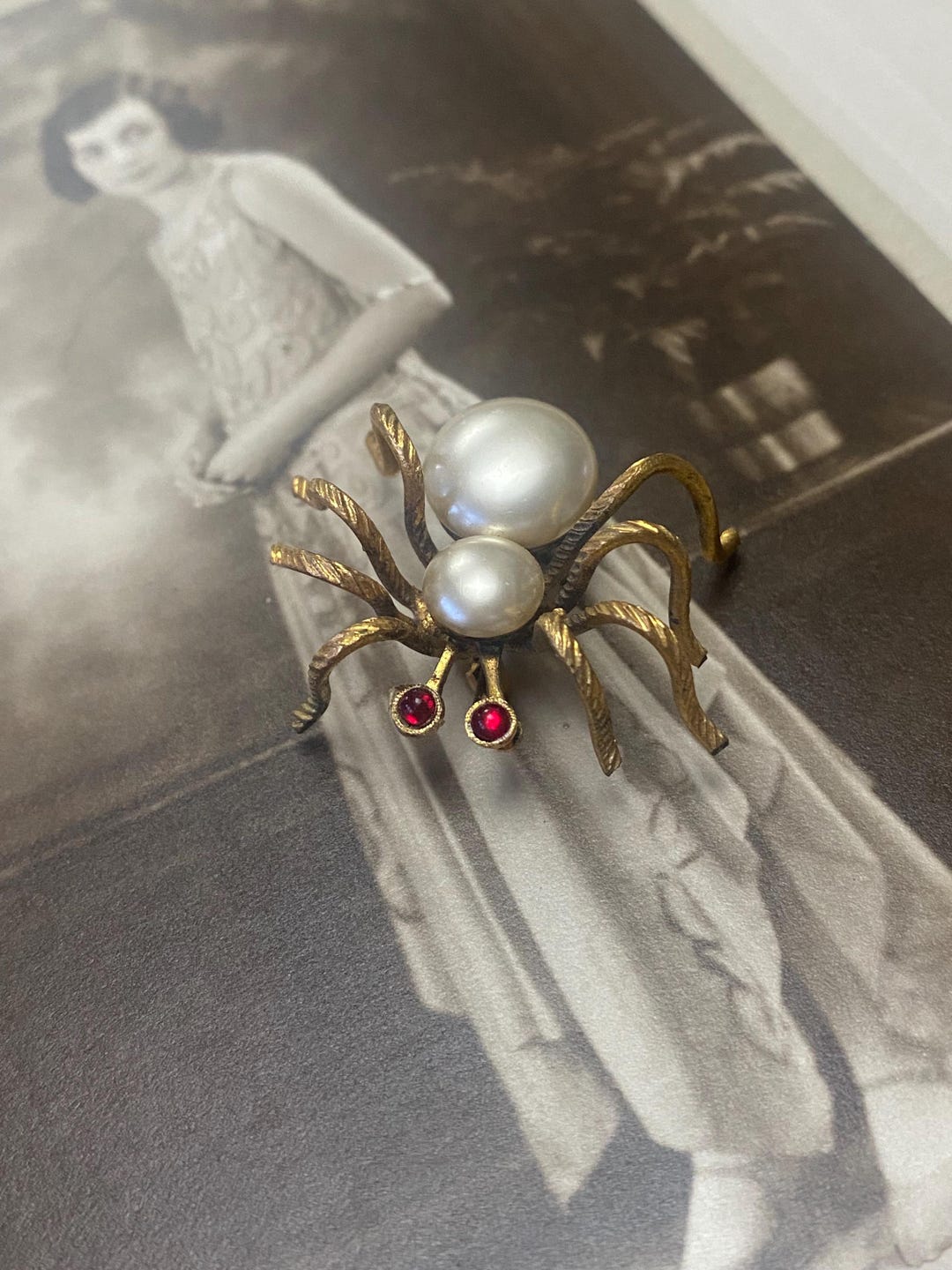 Vintage Art Deco Pearl & Swarovski Spider Lace Pin Brooch - Etsy