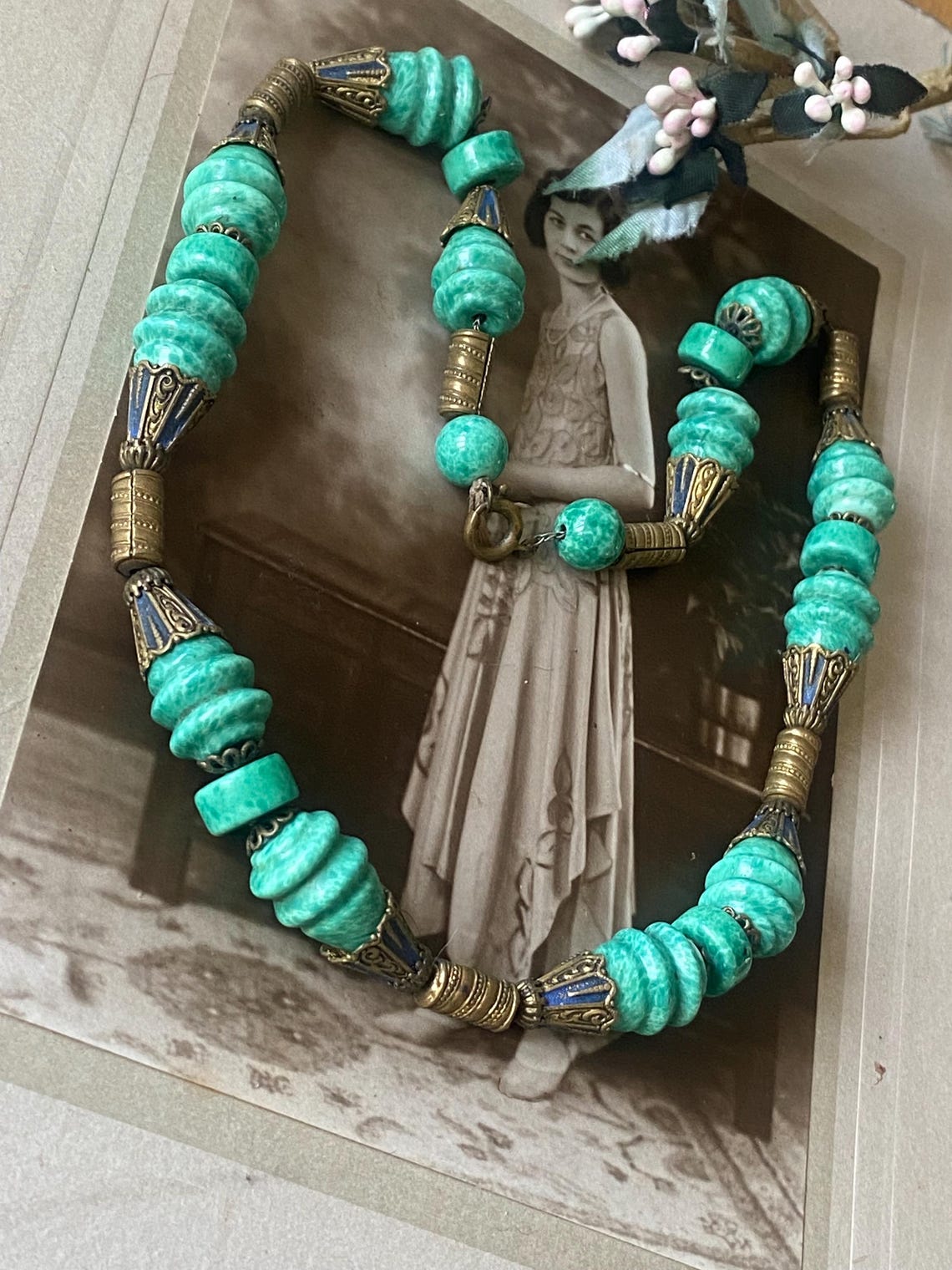 Vintage Art Deco Designer Neiger Peking Glass Bead Filigree Enamel ...