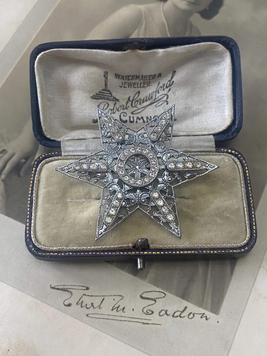 Art Deco Star Swarovski Paste Crystal Geometric Celestial Filigree ...