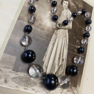 Vintage Pools of Light Rock Crystal & French Jet Bead Necklace - Summer ...