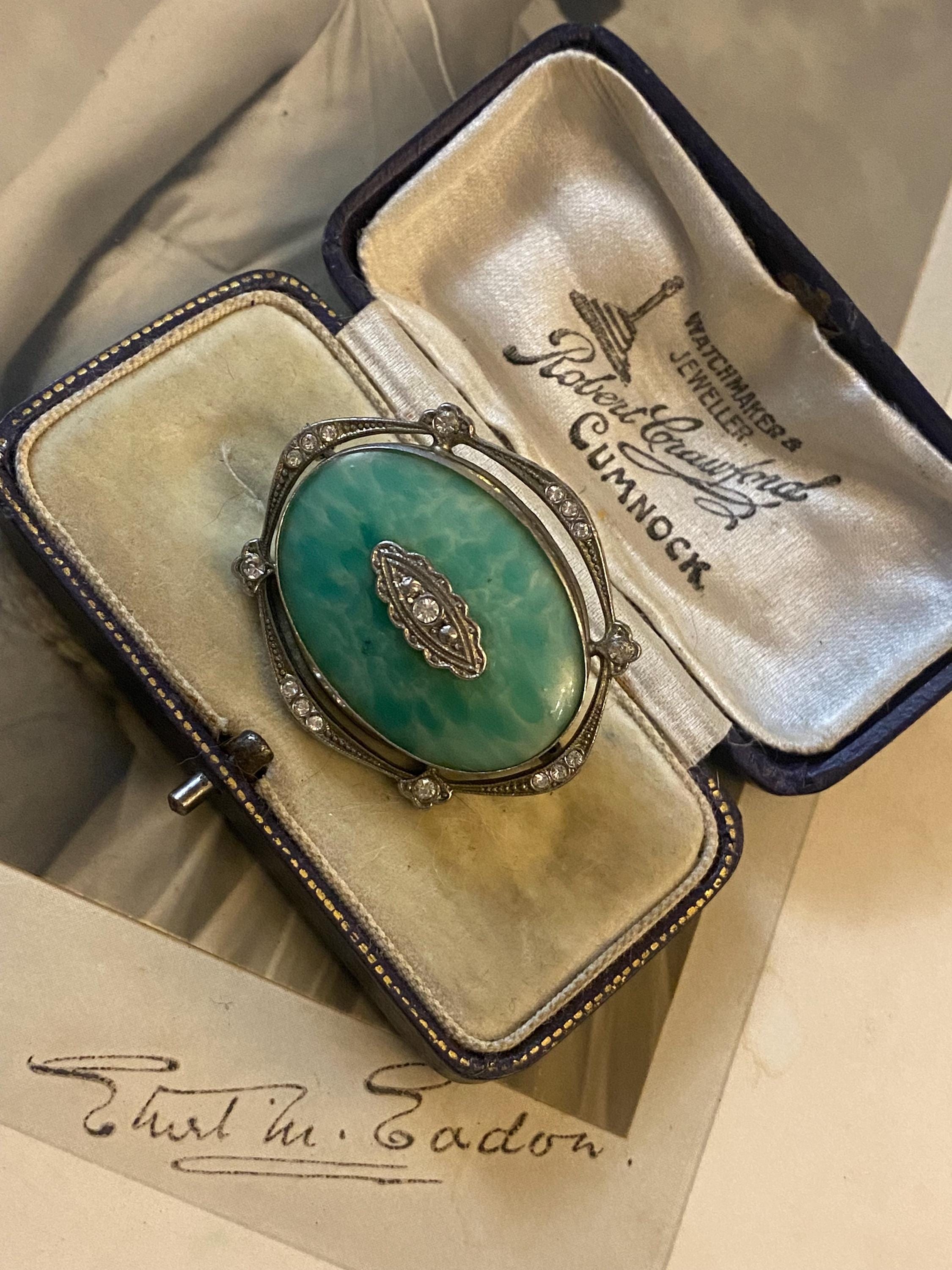 Art Deco Designer Neiger Bros Peking Glass & Swarovski Rhinestone ...