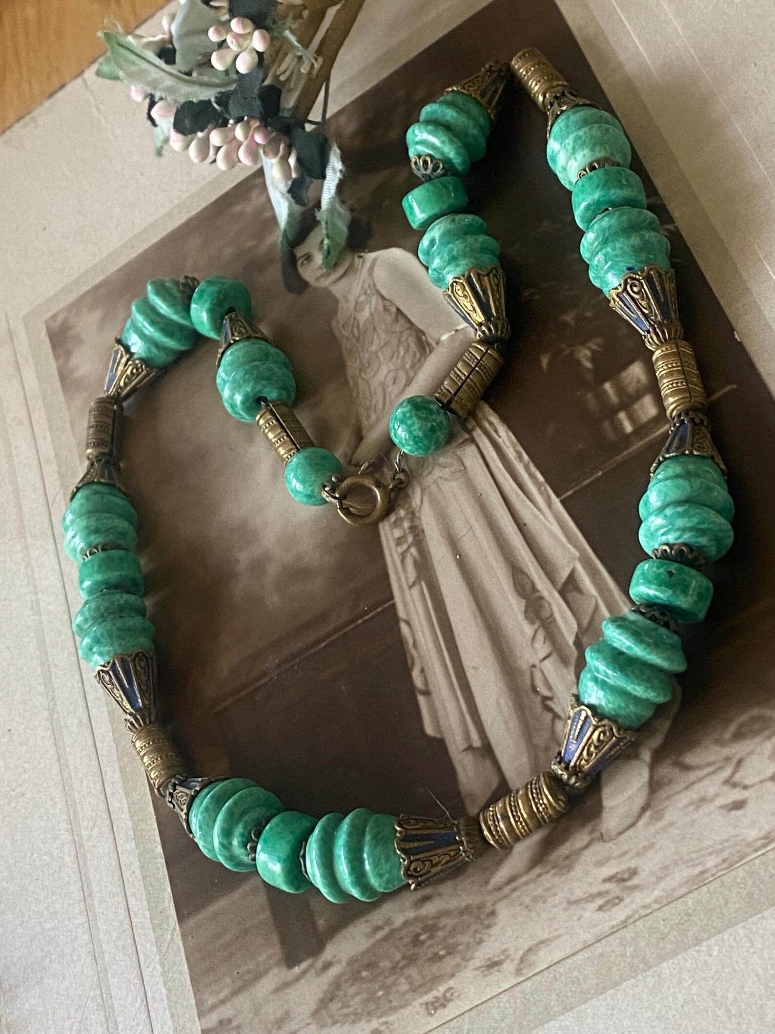 Vintage Art Deco Designer Neiger Peking Glass Bead Filigree Enamel ...