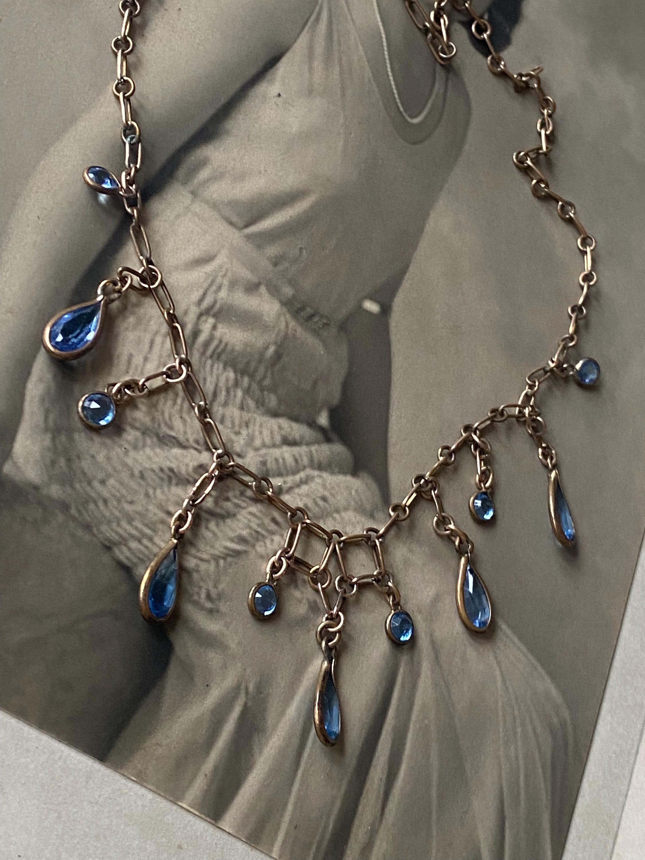 Edwardian Sapphire Crystal Paste Festoon Negligee Pendant Necklace. - Etsy