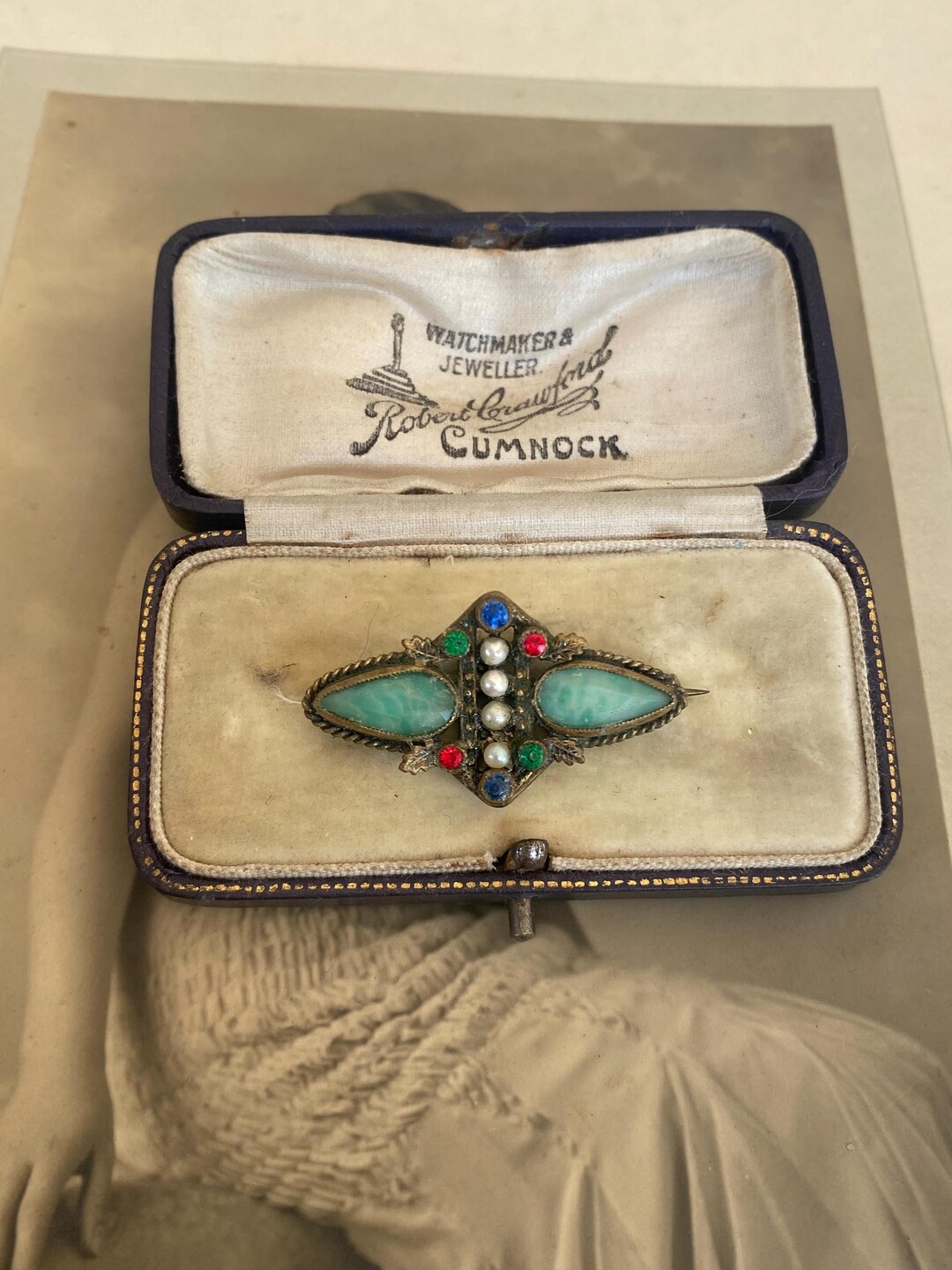 Vintage Art Deco Neiger Bros Peking Glass Egyptian Revival Lace Pin ...