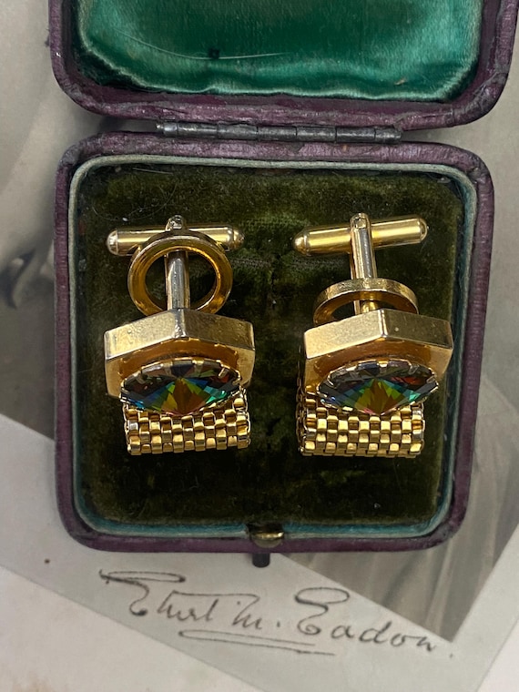 1960s Dante Mesh Wrap Cufflinks – Watermelon Volcano … - Gem