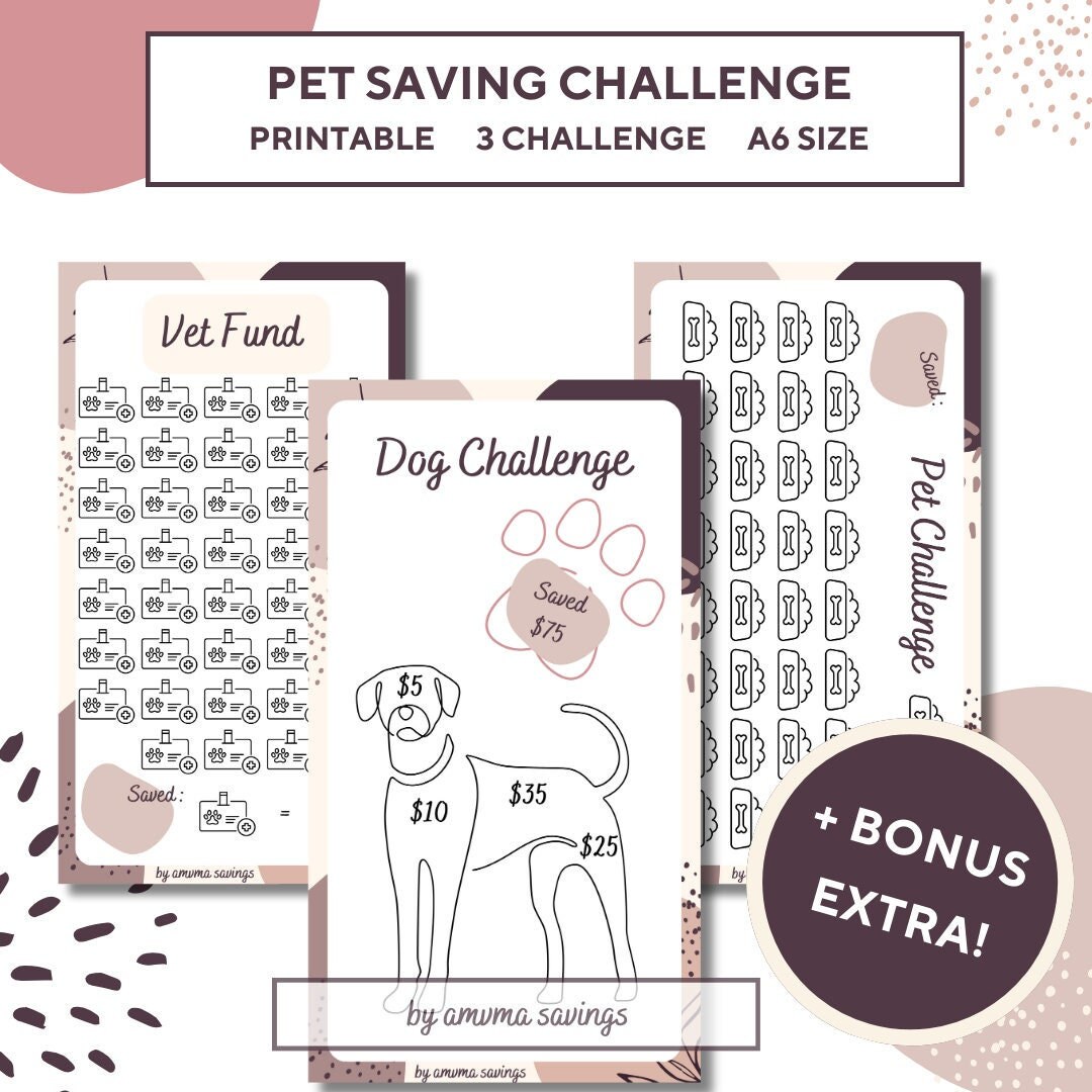 A6 Pets Saving Challenge, Printable Cash Envelopes, Dog & Pet Fund ...