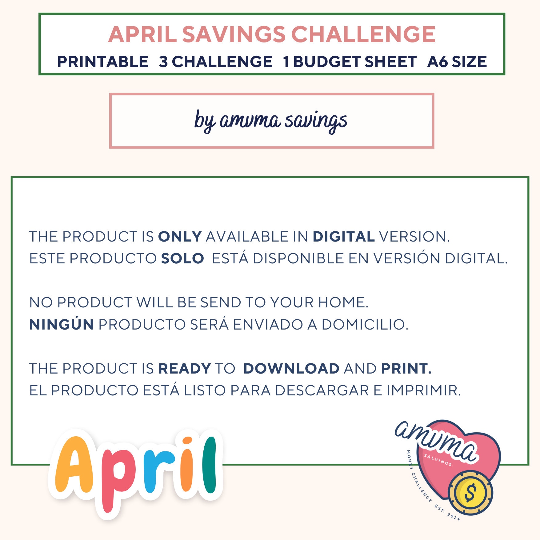 3 X April Savings Challenge + Cash Tracker | 100 Rabbit Mini Money ...