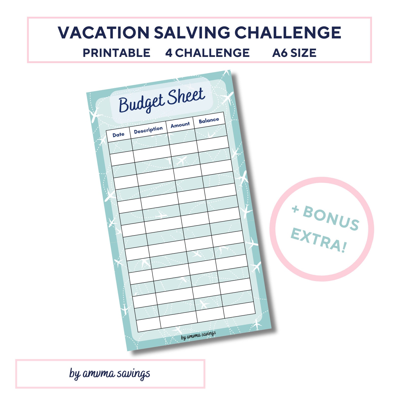 3 X Vacation Savings Challenge, Printable Cash Envelopes, Travel ...