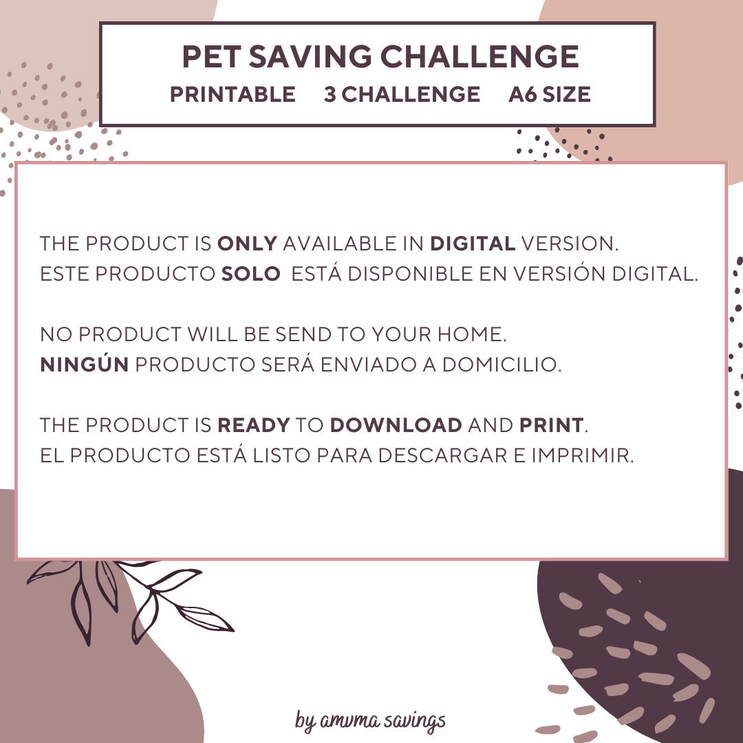 A6 Pets Saving Challenge, Printable Cash Envelopes, Dog & Pet Fund ...
