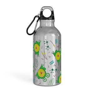 Frog Pattern Bottle Seamless Animal Design Cute Kids Bottle Aluminum ...