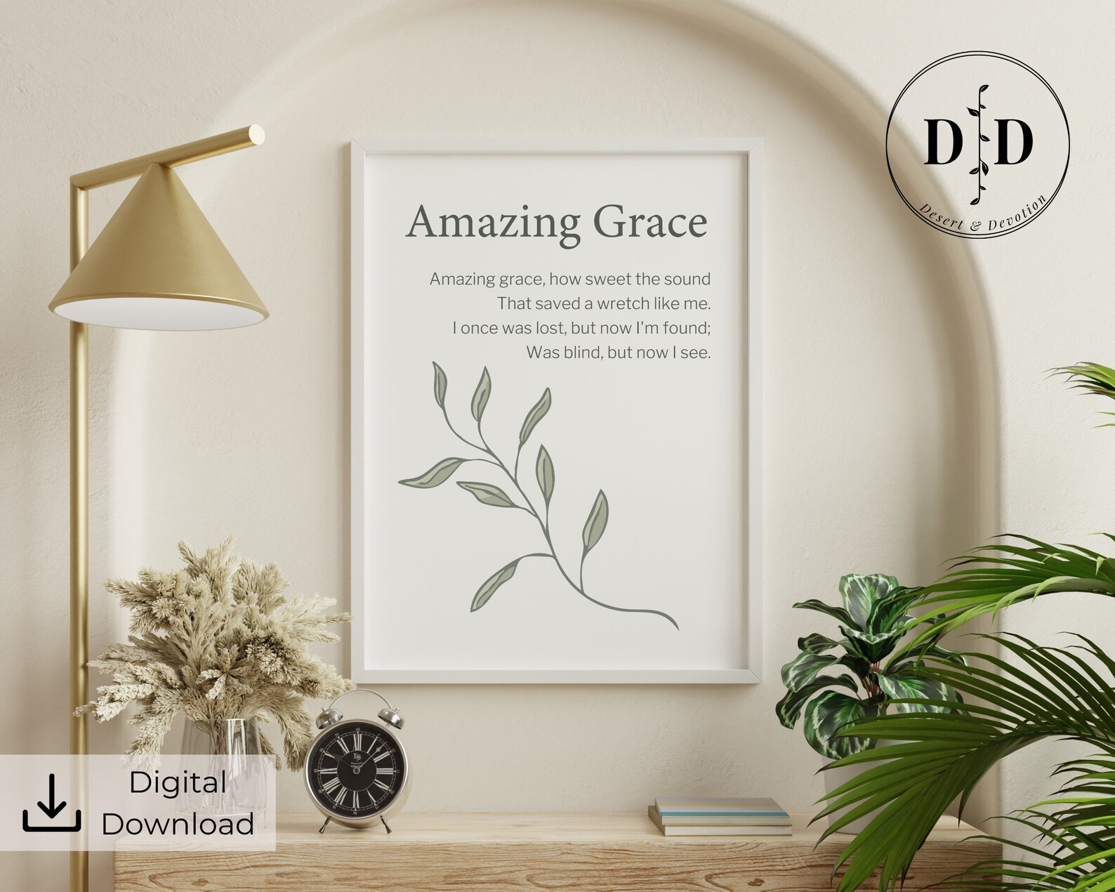 Amazing Grace Printable Christian Wall Art Minimalist Christian Wall ...