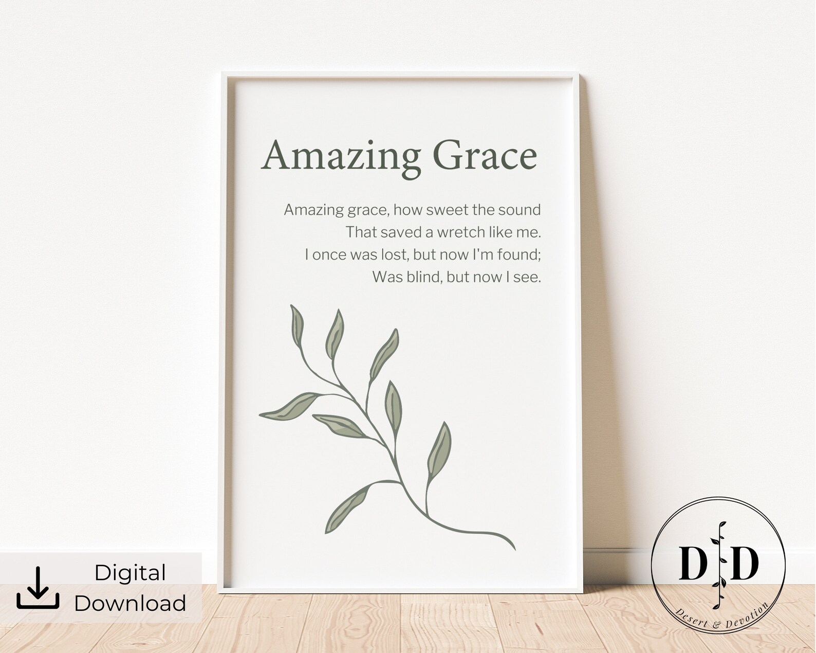 Amazing Grace Printable Christian Wall Art Minimalist Christian Wall ...