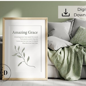 Amazing Grace Printable Christian Wall Art Minimalist Christian Wall ...