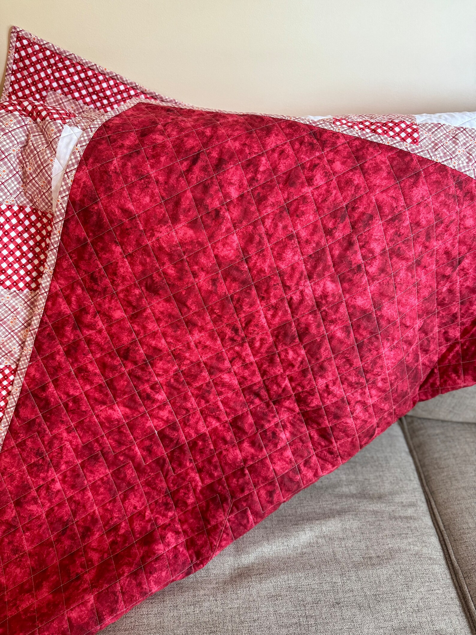 Gingham Quilt Red 50 X 55. - Etsy