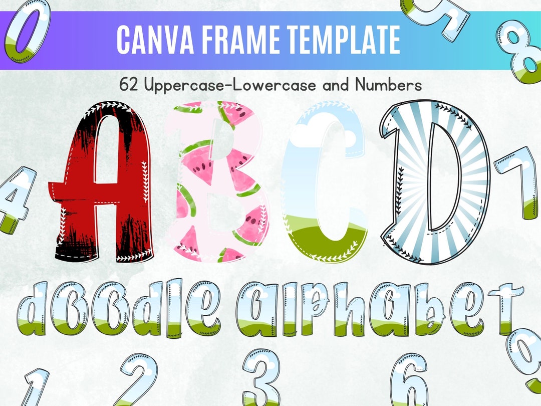 Canva Photo Collage Letters & Numbers on CANVA Canva Frames Bundle Easy ...