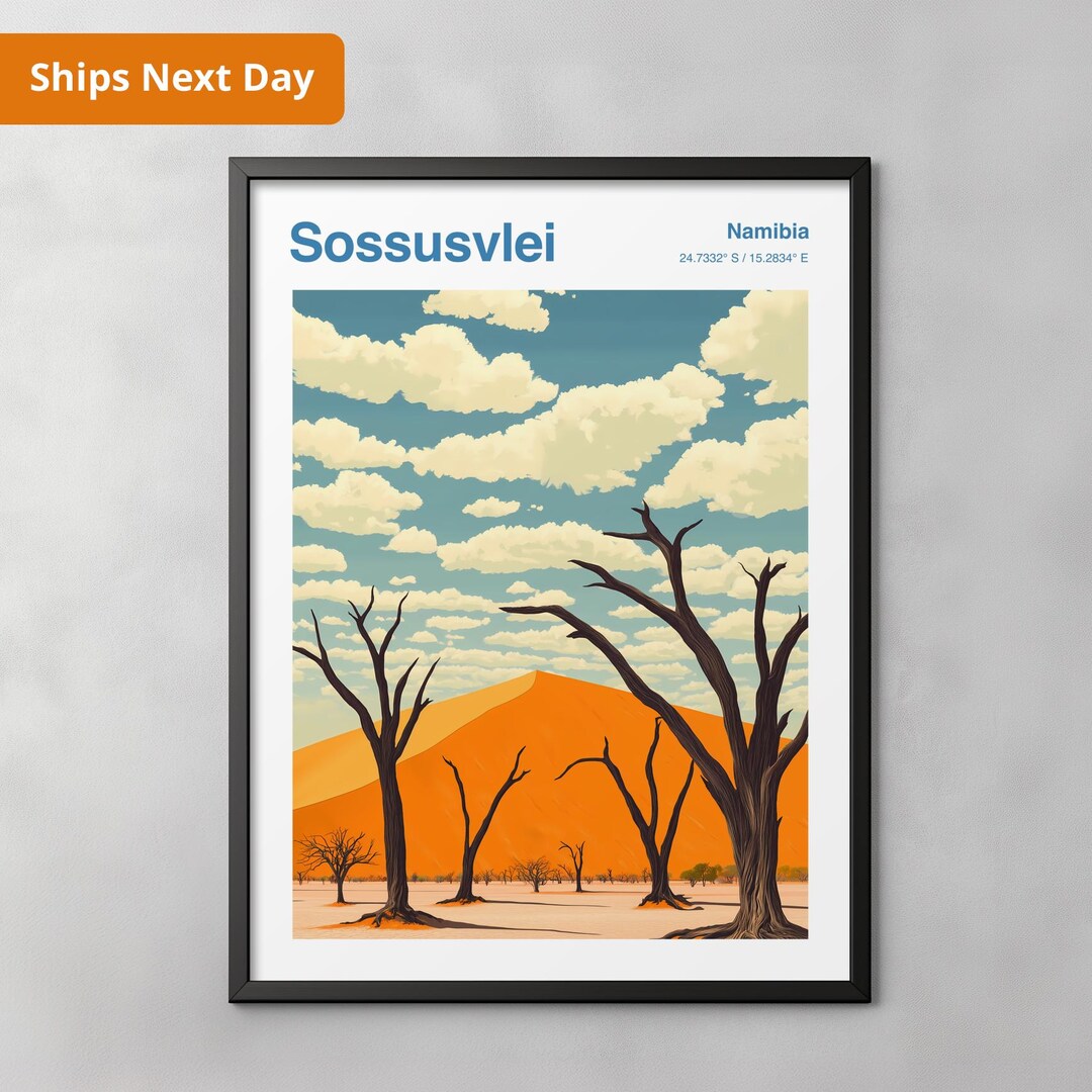Sossusvlei Travel Print - Namibia | Birthday Gift | Travel Art | Wedding Present | Personalised ...