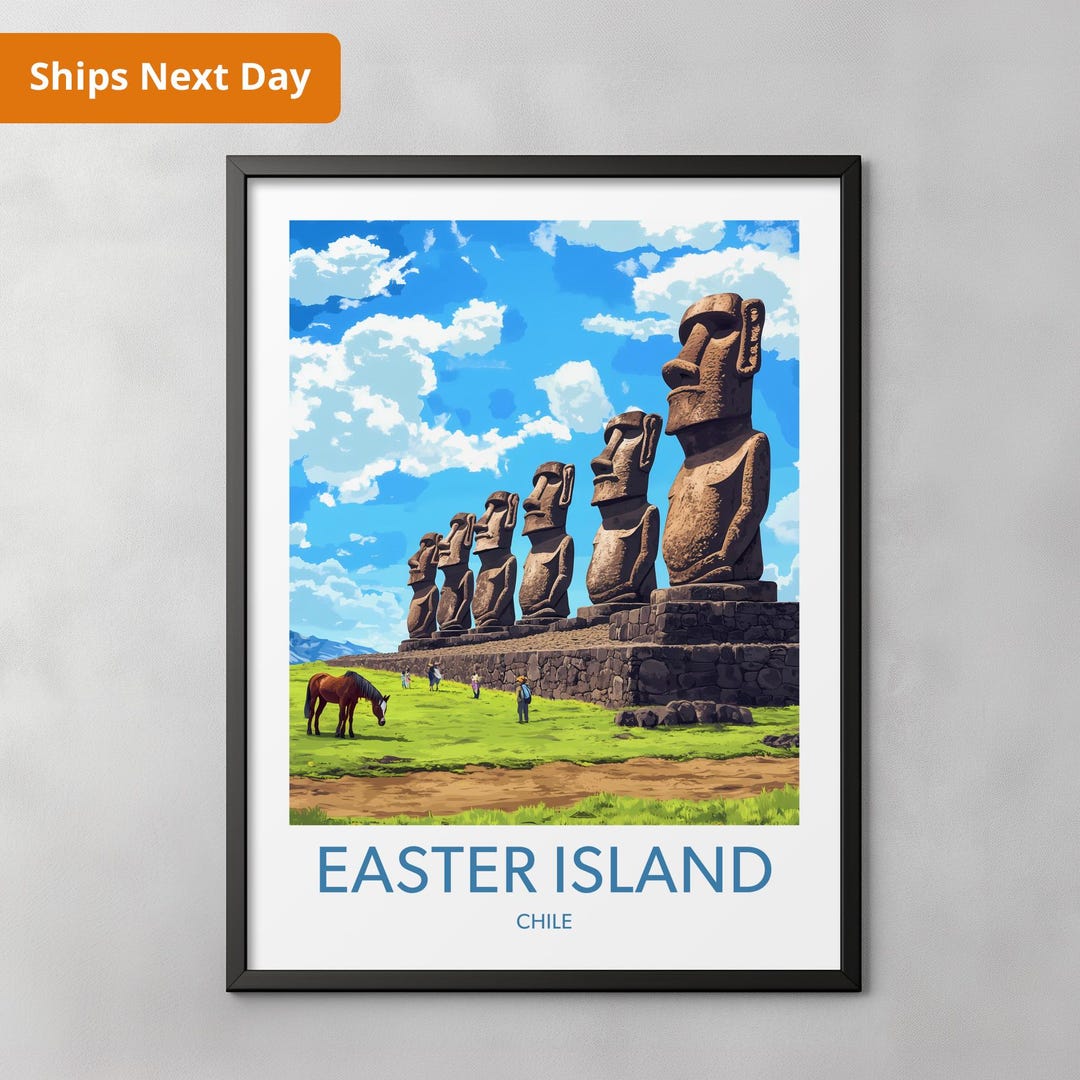 Easter Island Travel Print - Chile | Birthday Present | Personalised ...