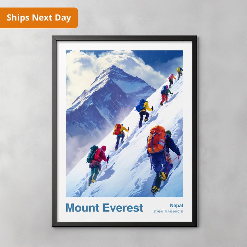 Mount Everest Travel Print Nepal Travel Art Mount Everest Gift Wedding ...