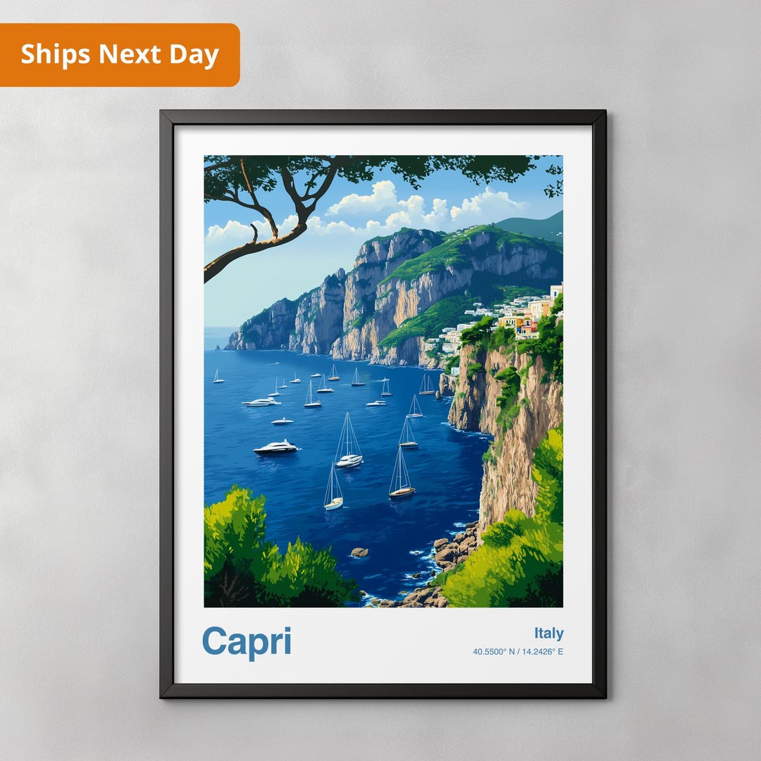 Capri Travel Print - Italy | Capri Gift | Travel Prints | Birthday ...