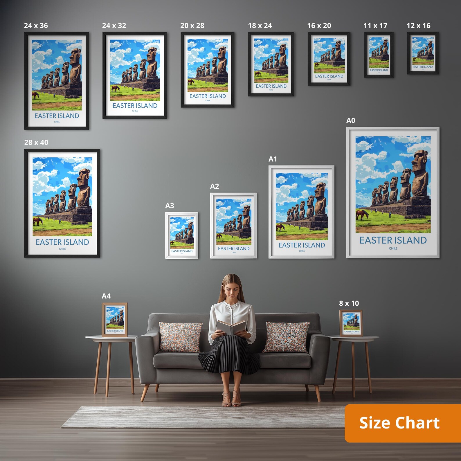 Easter Island Travel Print - Chile | Birthday Present | Personalised ...