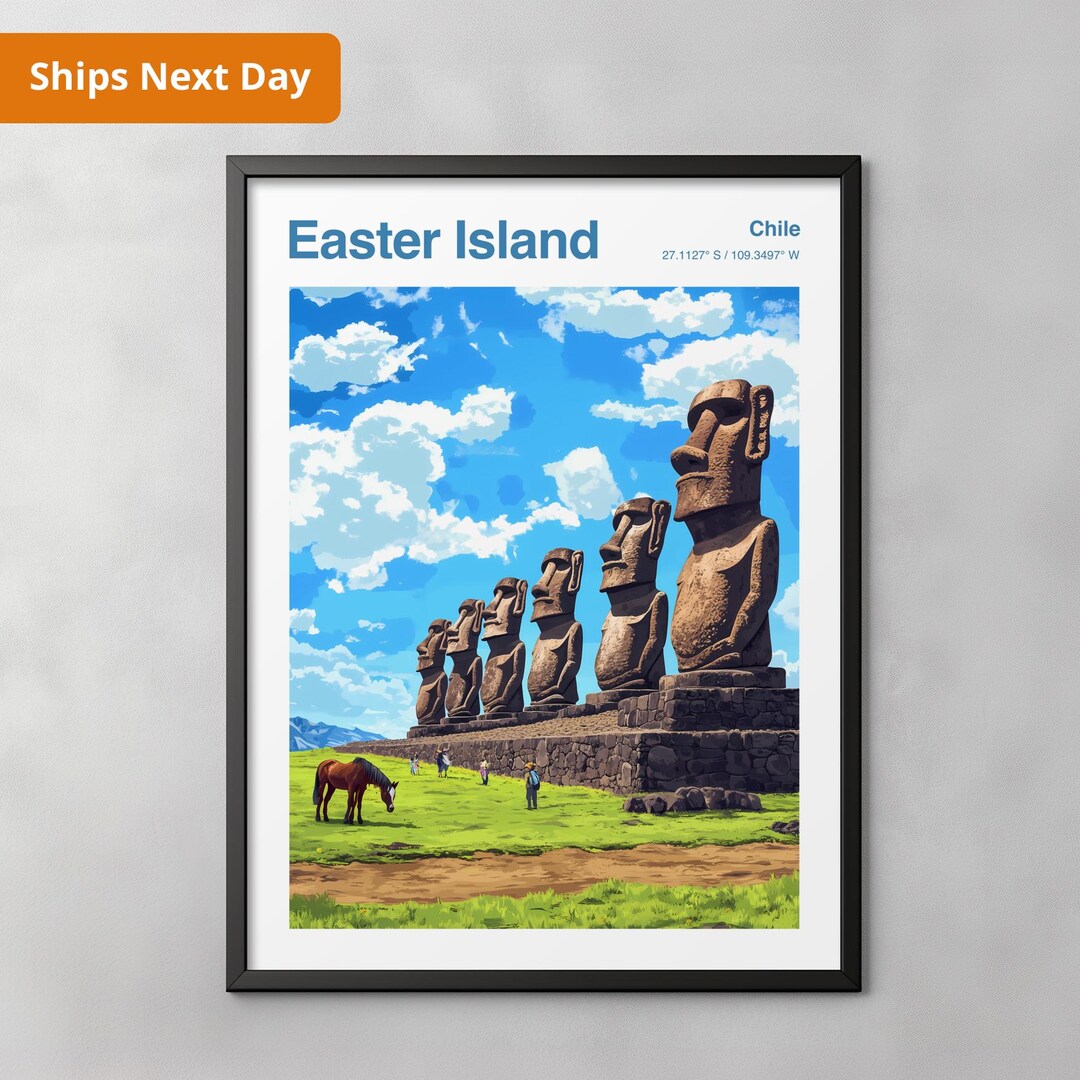 Easter Island Travel Print - Chile | Easter Island Poster | Easter ...