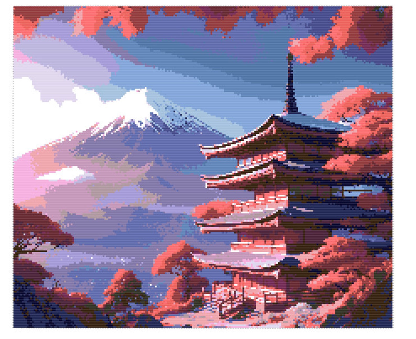 Mount Fuji Cross Stitch Pattern - Etsy