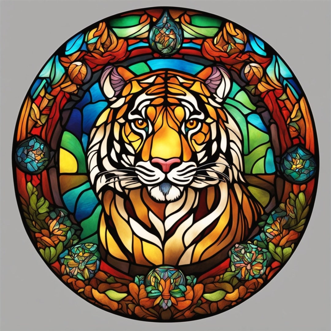 Tiger Stained Glass Window Cross Stitch Pattern - Etsy
