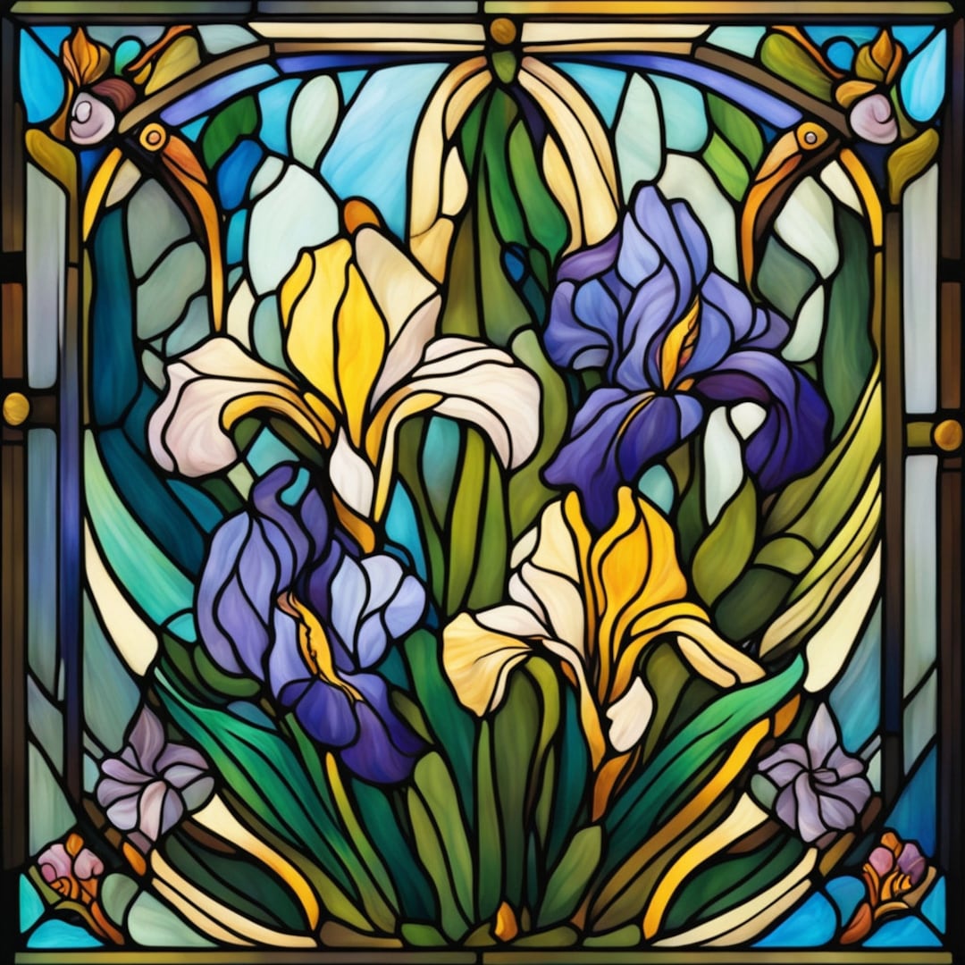 Iris Flower Stained Glass Cross Stitch Pattern - Etsy