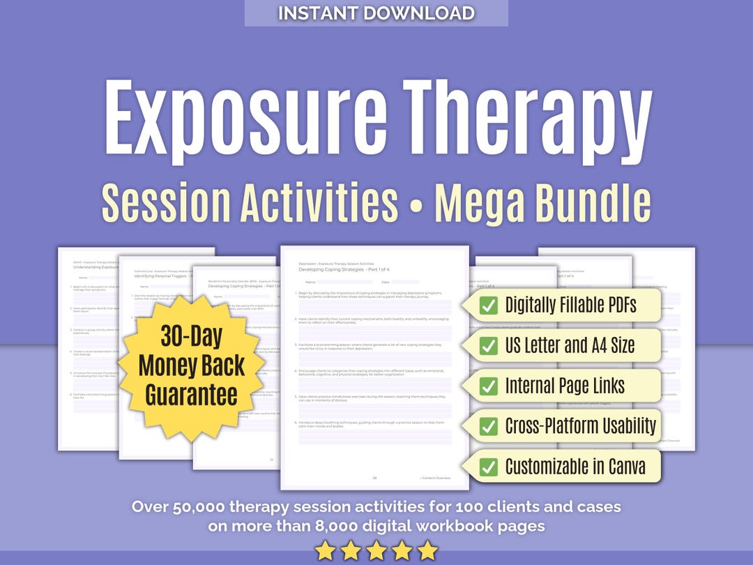 Exposure Therapy • Session Activities Mega Bundle • Exposure Workbook ...
