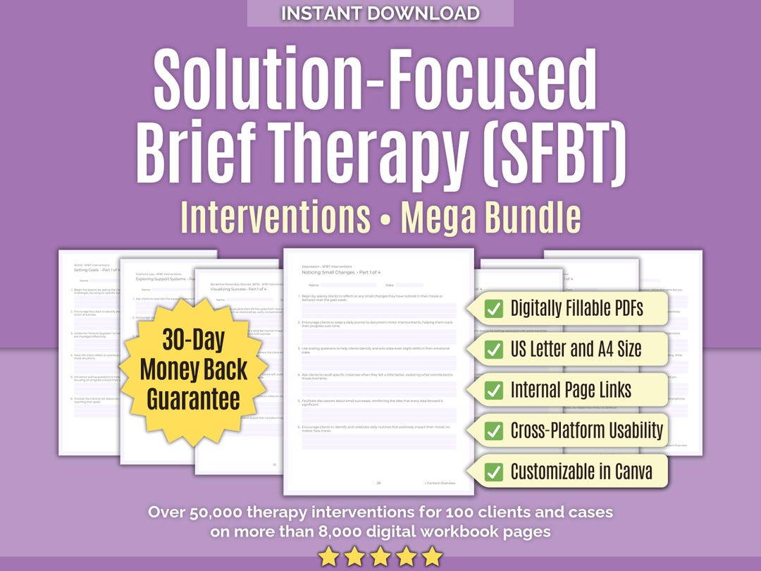 Solution-focused Brief Therapy (SFBT) • Interventions Mega Bundle ...