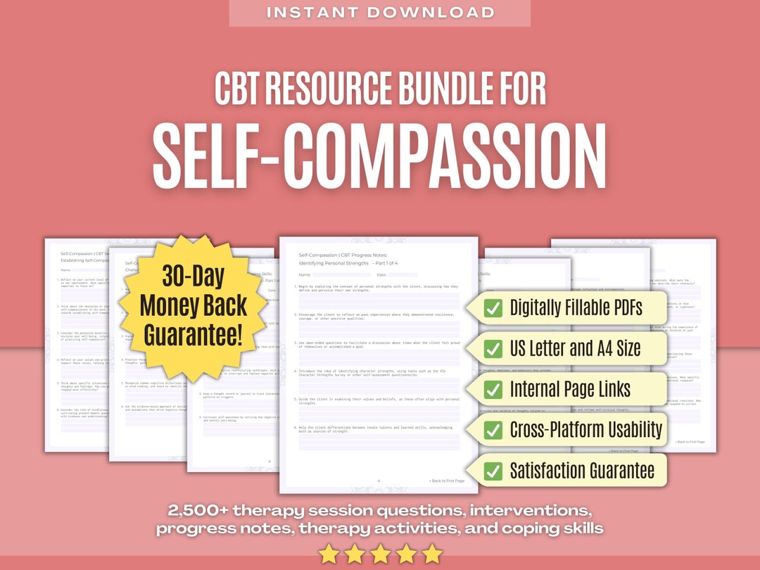 Self-compassion CBT Resource Bundle CBT Therapy Session Questions ...