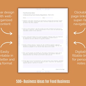 Food Business Ideas Business, Worksheet, Template, Workbook, Resource ...