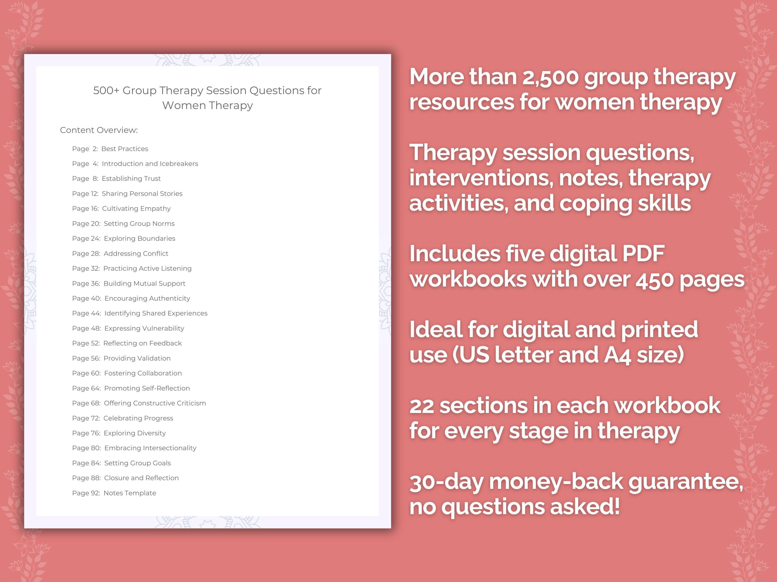Women Group Therapy Resource Bundle | Group Therapy Session Questions ...