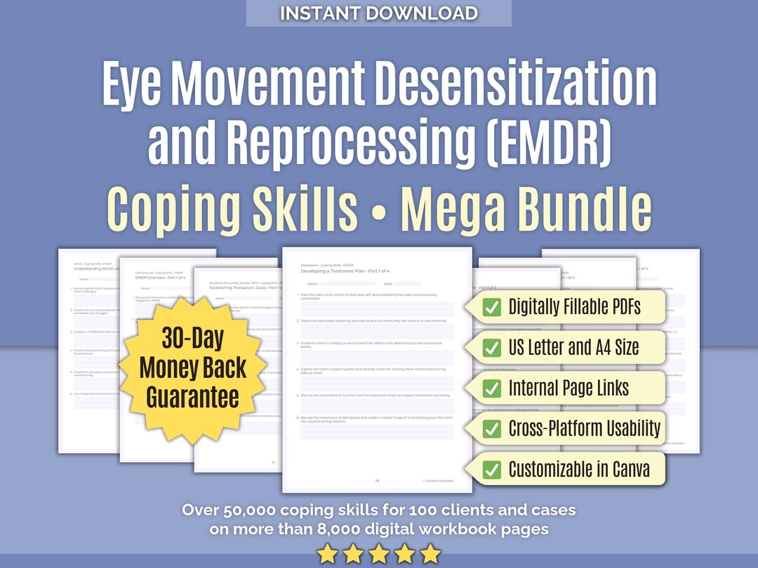 EMDR • Coping Skills Mega Bundle • Workbooks, Trauma Worksheets ...