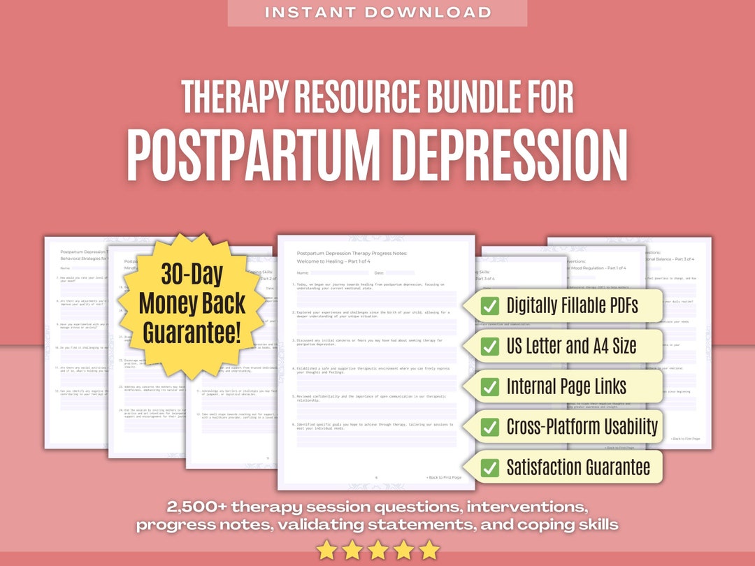 Postpartum Depression Therapy Resource Bundle | Therapy Session ...